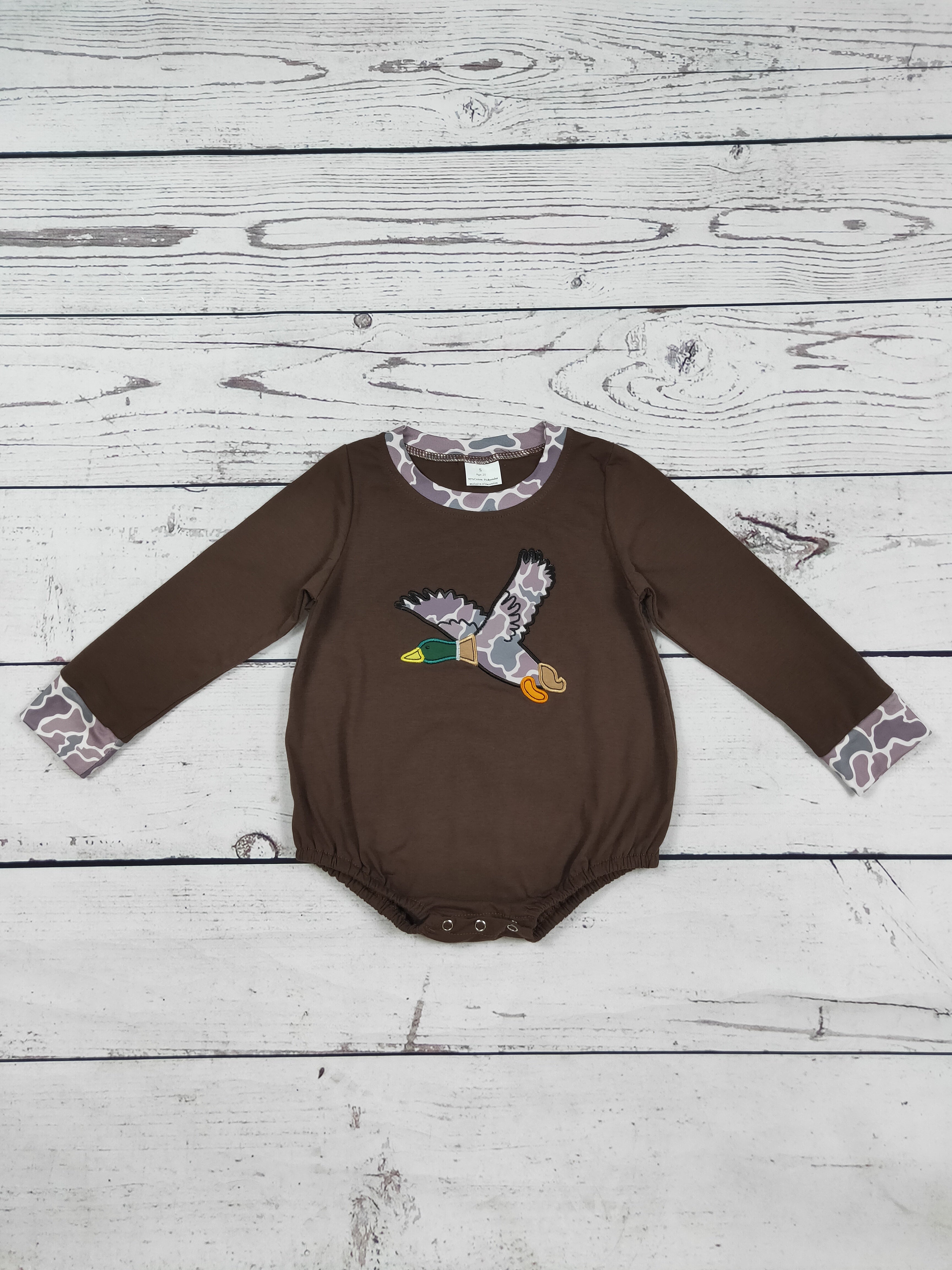 Camo Duck Appliqué Baby Boy Bubble – Sassy kids palace